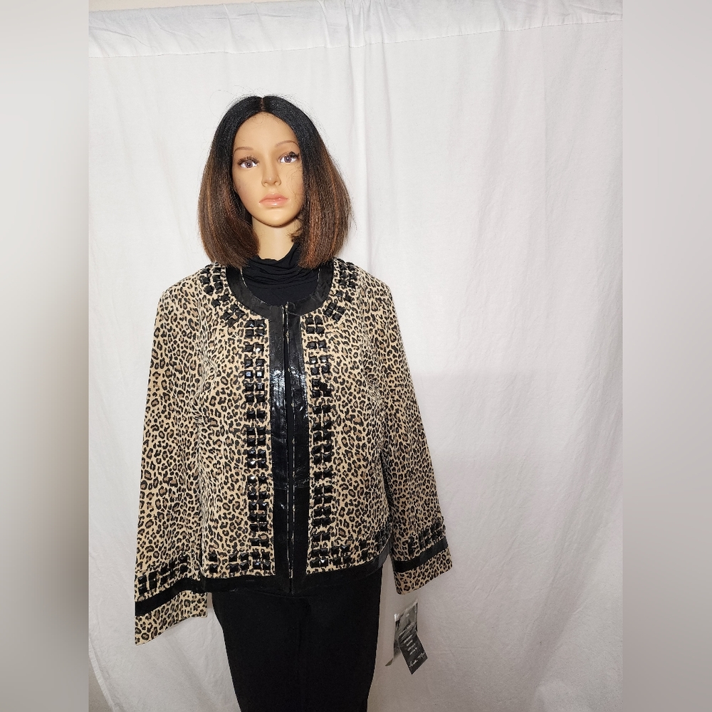 Nwot Pamela Mccoy Couture Animal Print Leather Jacket - Gem